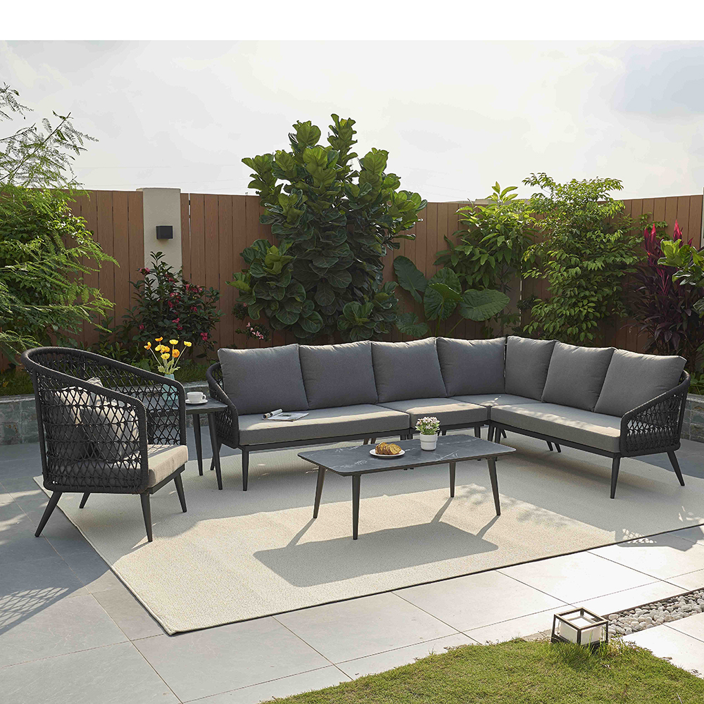 Supply Modern Garden Corner Rope Weaving Sofa set Aluminum Wholesale ...
