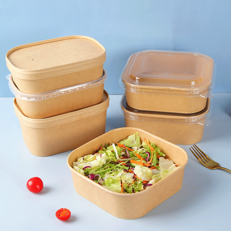Supply Eco Friendly Disposable Square Paper Bowl With Lid Wholesale ...