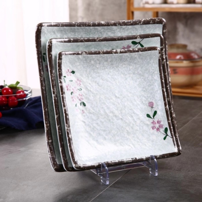 Supply 9 Inch Botanical Square Melamine Dinner Plates Wholesale Factory ...