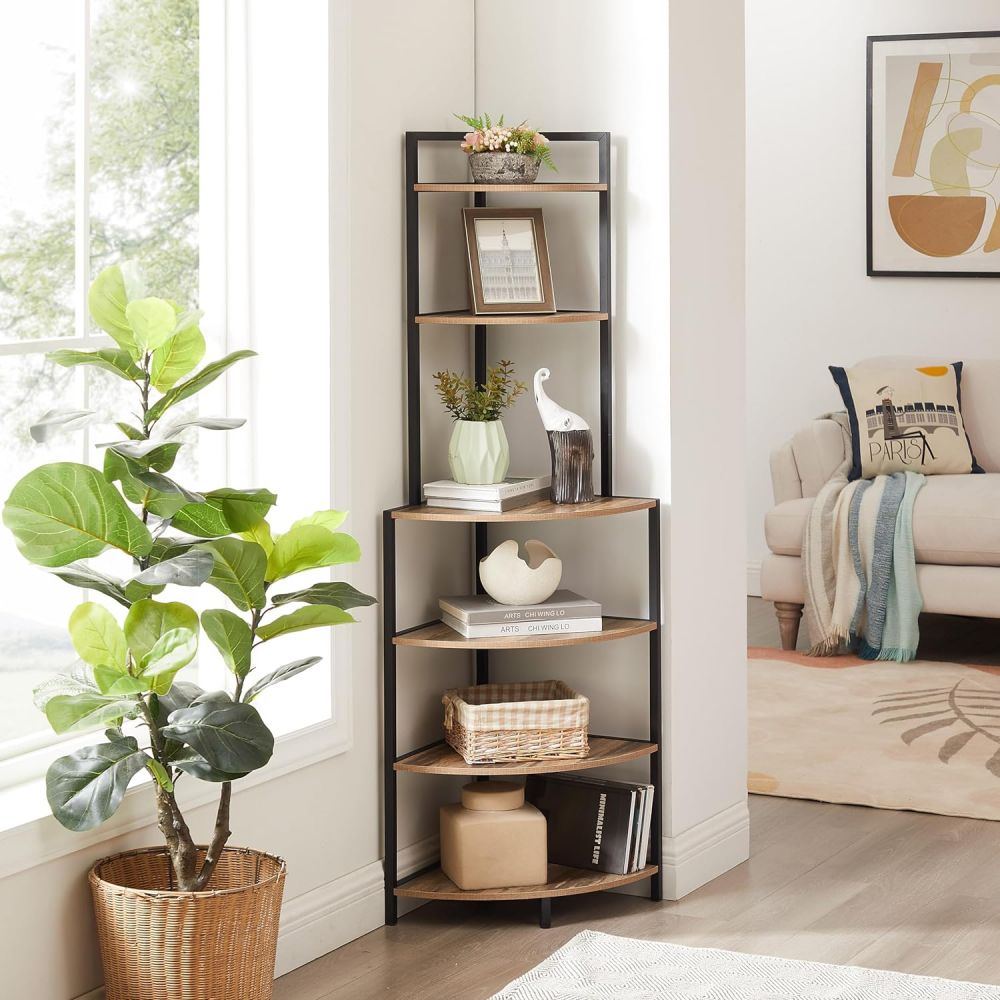 Supply Wooden Small Corner Storage Ladder Shelf Unit For Living Room ...