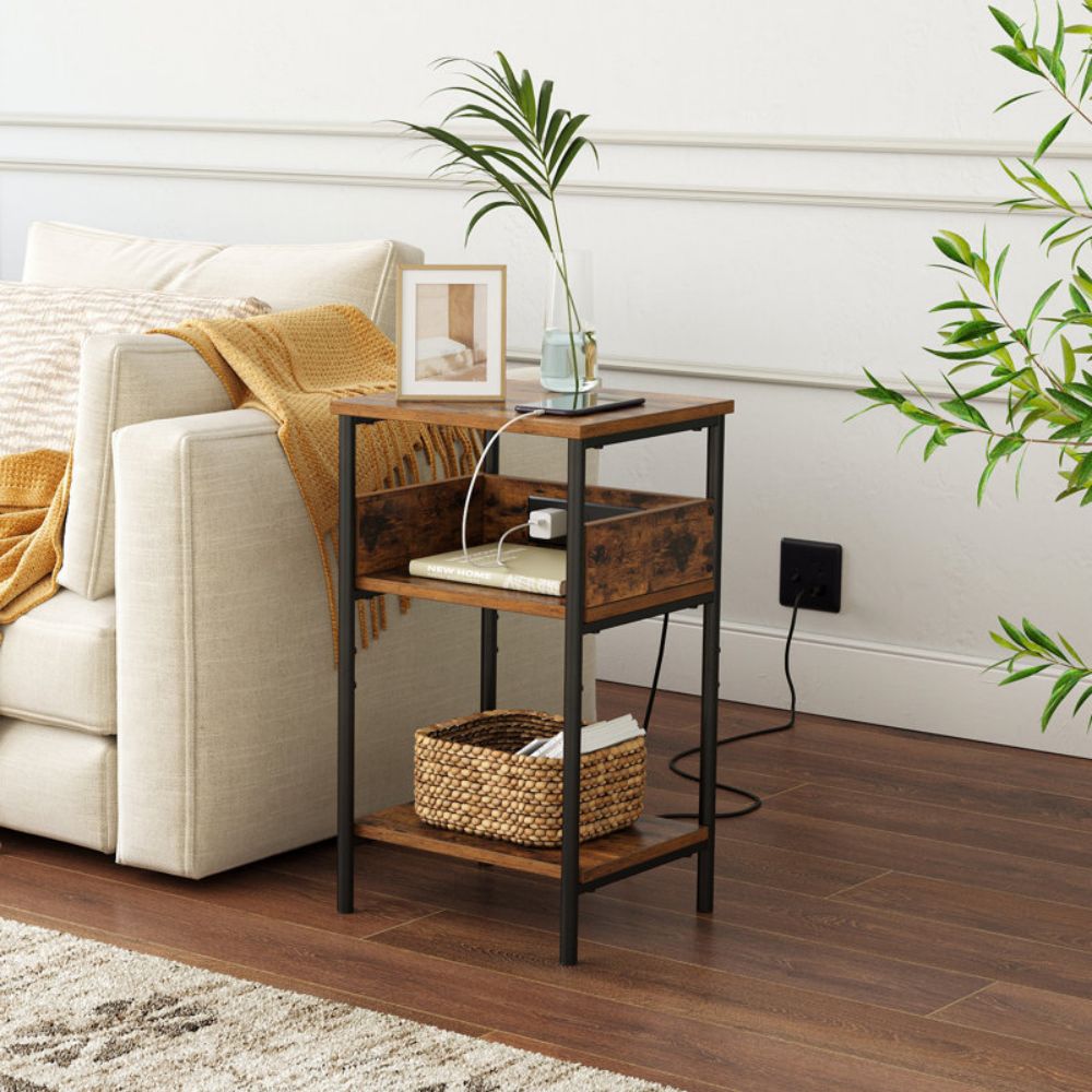 Supply Modern Accent Narrow End Bedside Table Nightstand With Charging ...