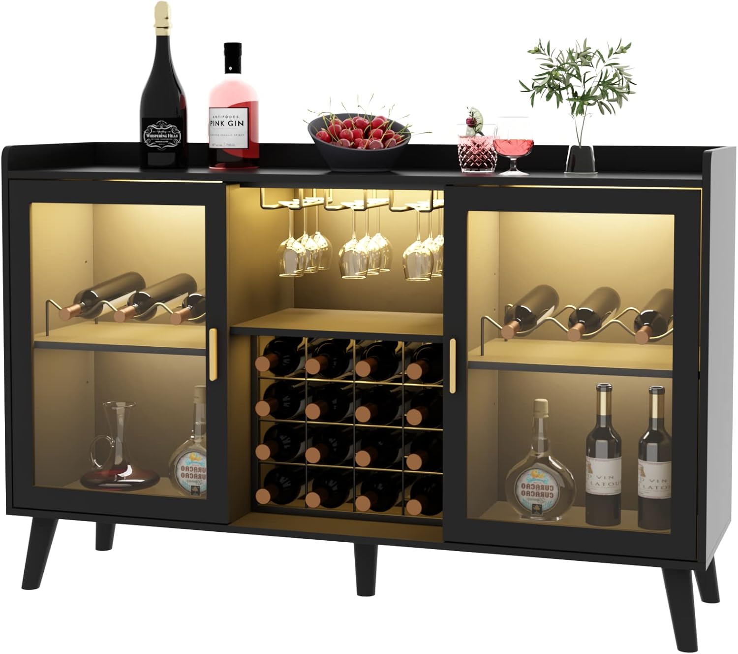 Supply Modern bar cabinet with glass wine storage doors Wholesale ...