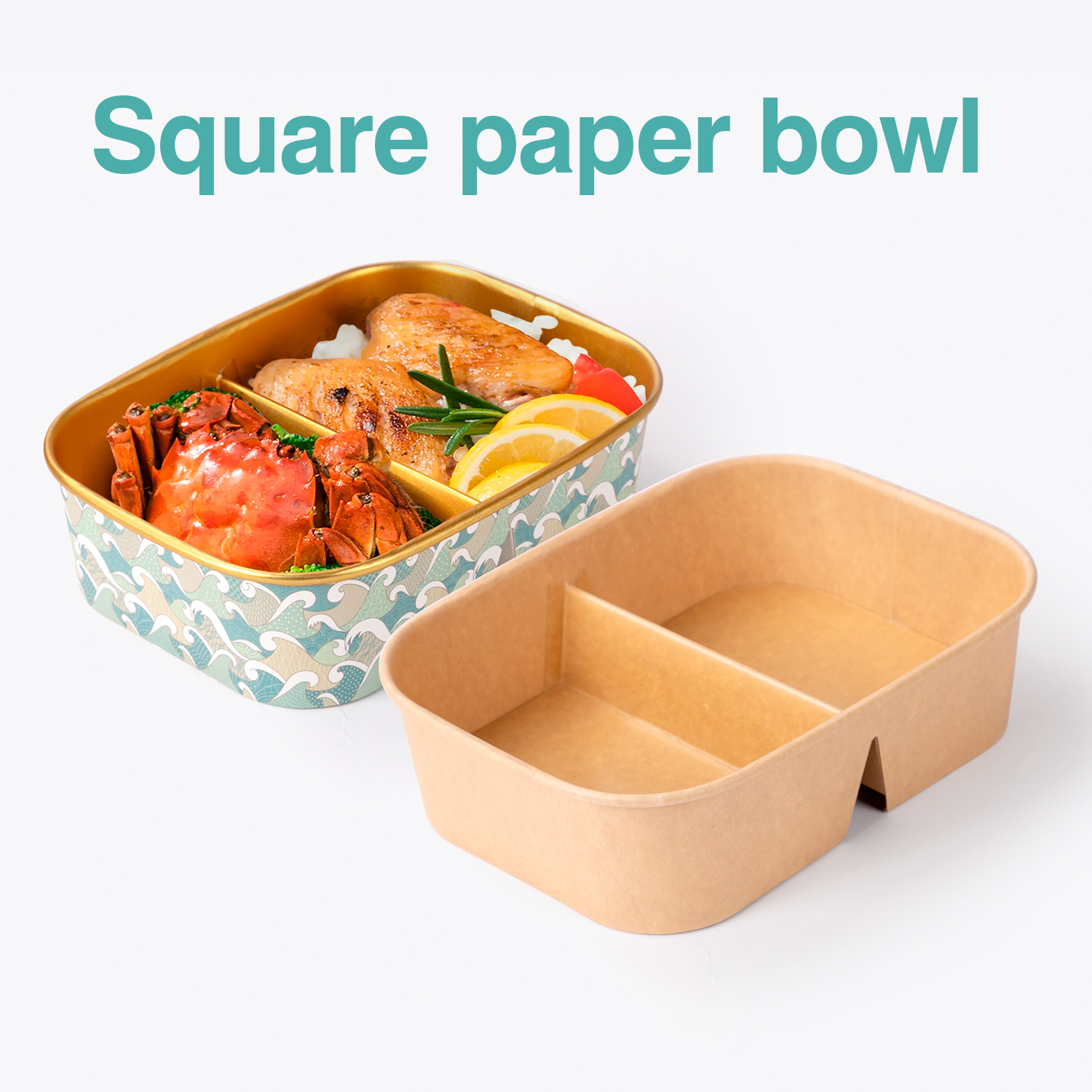 Supply Disposable paper bowl, kraft paper lunch box, shallow square box ...