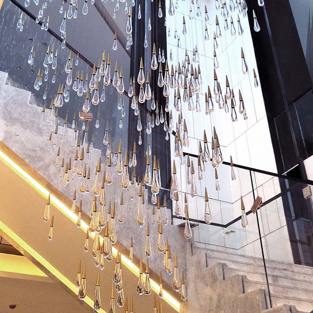 Supply Hot Selling Rain Drop Big Size Glass Chandeliers Hanging Pendant ...