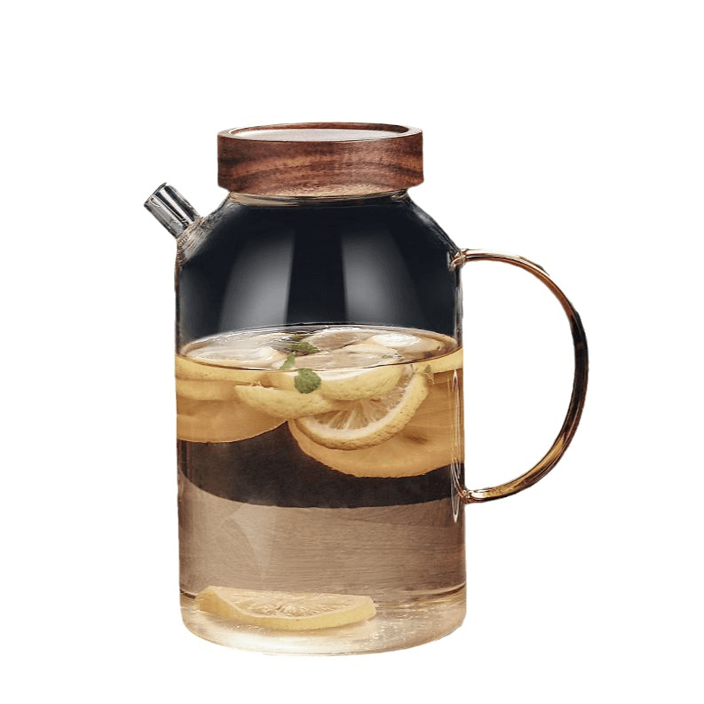 Supply 2 Litre Gallon Glass Water Tea Jug With Screw Wooden Lid ...