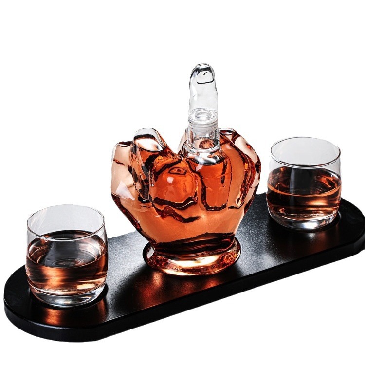 Supply Middle Finger Glass Whiskey Decanter Set With Glasses Set And ...