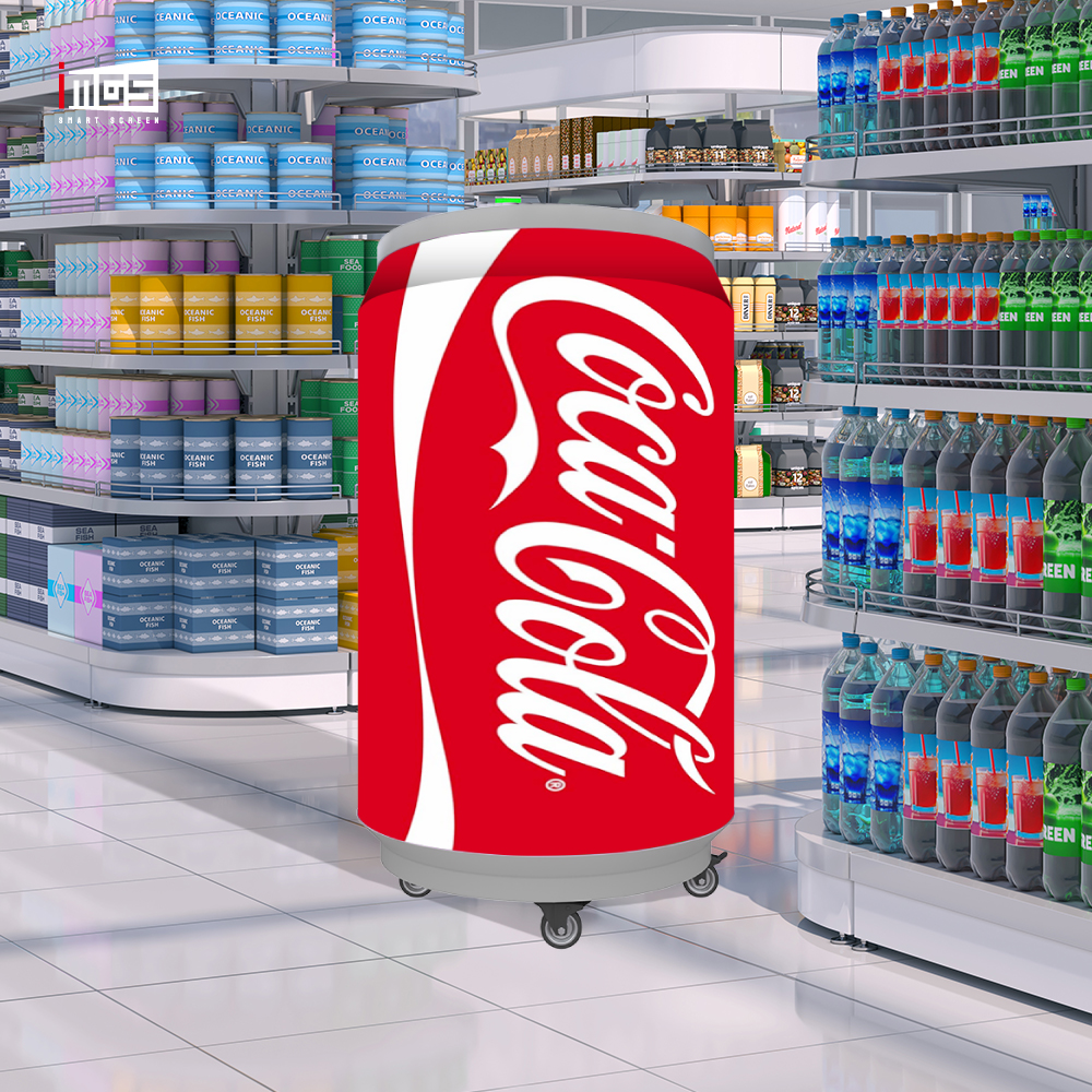 Cylindrical GOB LED Display | Can-Shaped Retail Fridge Screen -- iMGS