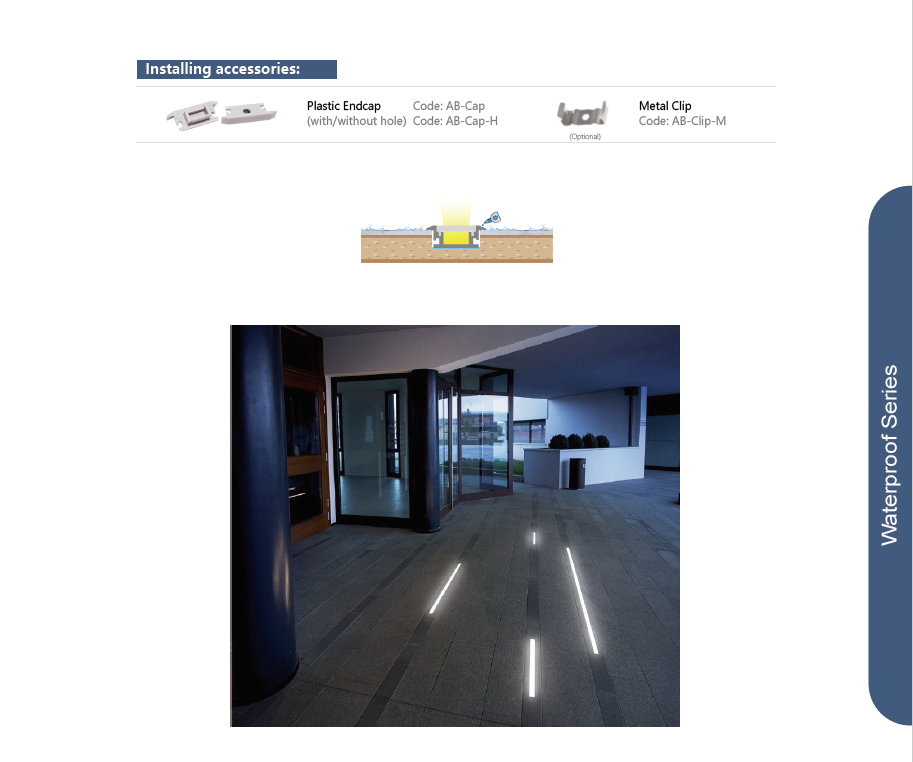 Supply AB IP67 rated floor recessed led mounting profile 28.6x11mm ...