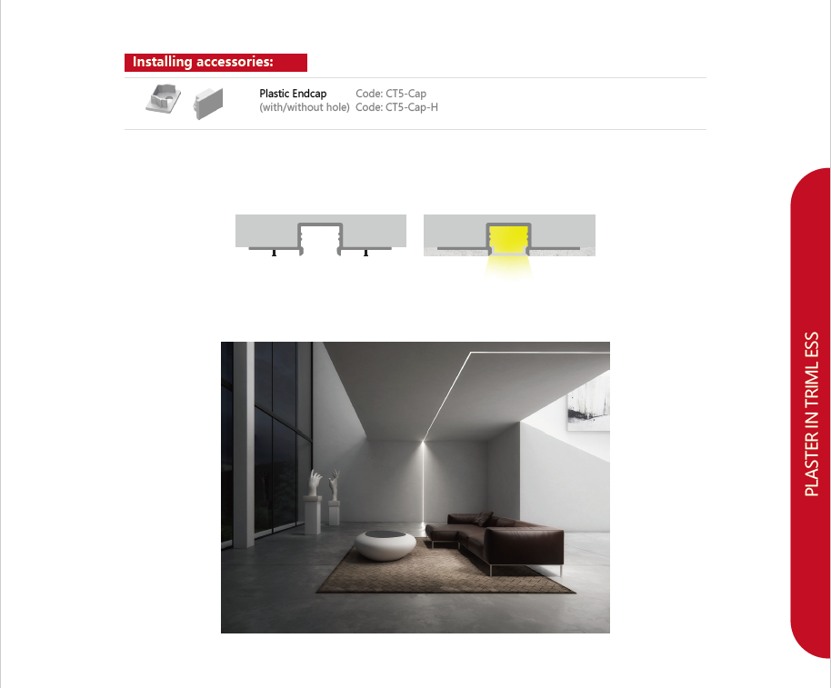 Supply CT5 Trimless Aluminium Extrusions for recessing into ...