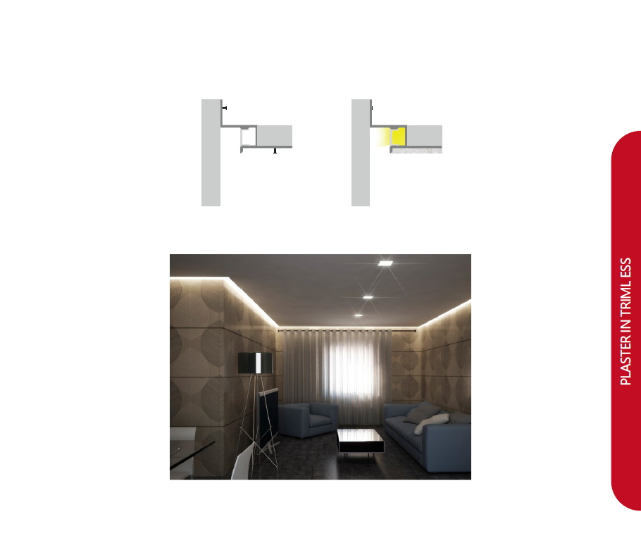 Supply CT8 Trimless Aluminium Extrusions for cove ceilings 42.5x12mm ...