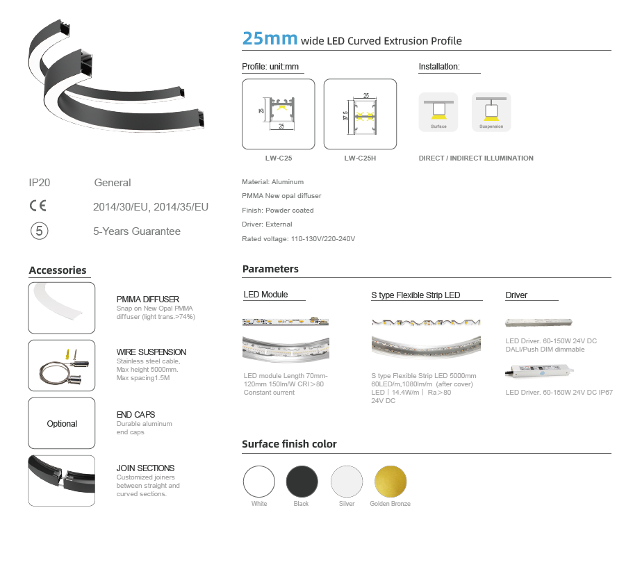 Supply C25 Linear curved LED Profile Wholesale Factory - LEDWIDE ...