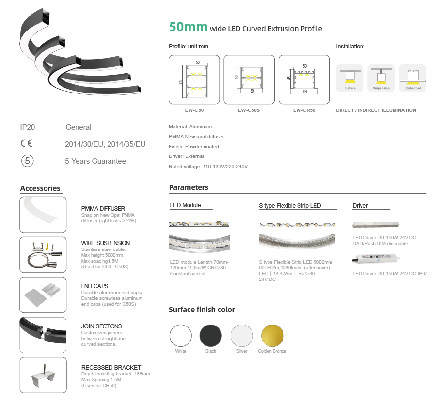 Supply C50S CURVED STRIP LIGHT PROFILE Wholesale Factory - LEDWIDE ...