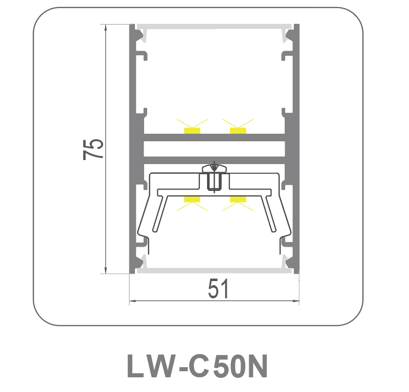 Supply C50N 50mm wide Curved pendant profile 51x75mm Factory Quotes - OEM
