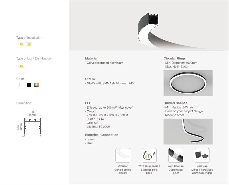 Supply C35 CURVED STRIP LIGHT PROFILE Wholesale Factory - LEDWIDE ...